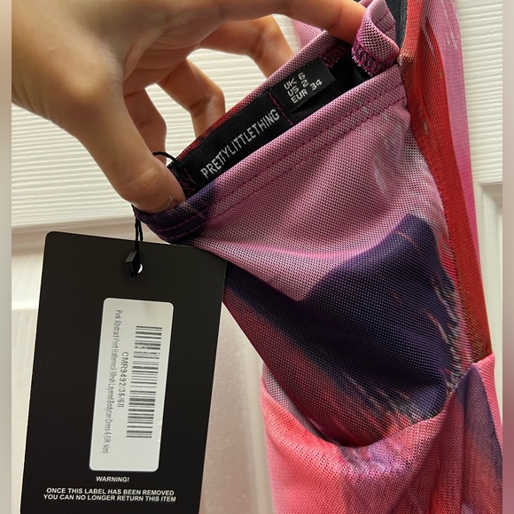 PrettyLittleThing | Dresses | Nwt Plt Pink Abstract Bodycon Dress ...